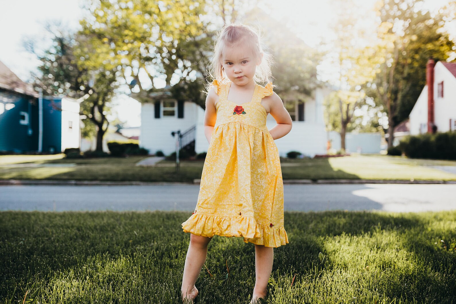 Girl's Yellow Princess Ballgown Dress-Girl's Yellow and Rose Princess ...